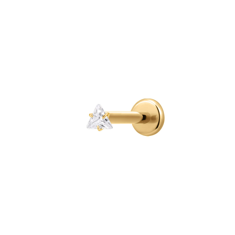 WITH BLING | White Triangle CZ Cartilage Stud – Titanium Tragus Earring