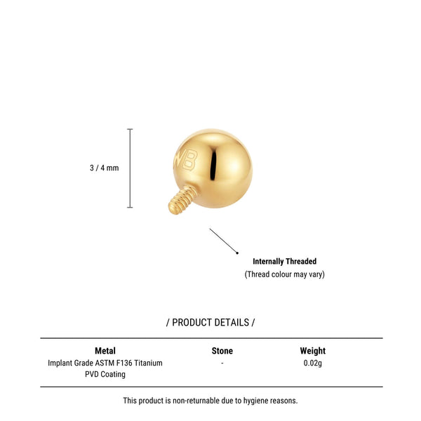 WITH BLING | Titanium Ball End – Internally Threaded Spare Ball