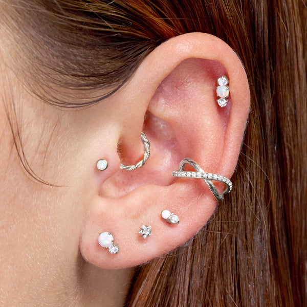 WITH BLING | White Opal Accent Duo Piercing