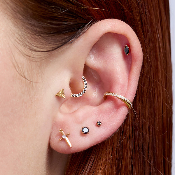 WITH BLING | Sword Stud Earring – Titanium Crystal Cartilage Piercing