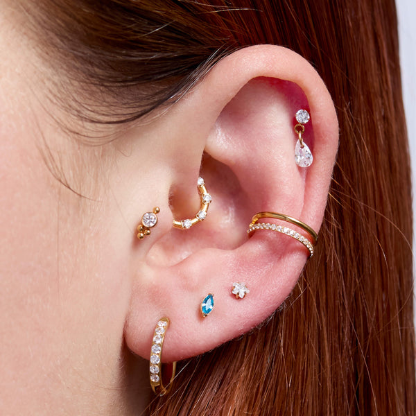 WITH BLING | Teardrop Dangle Stud – Titanium Cartilage Earring